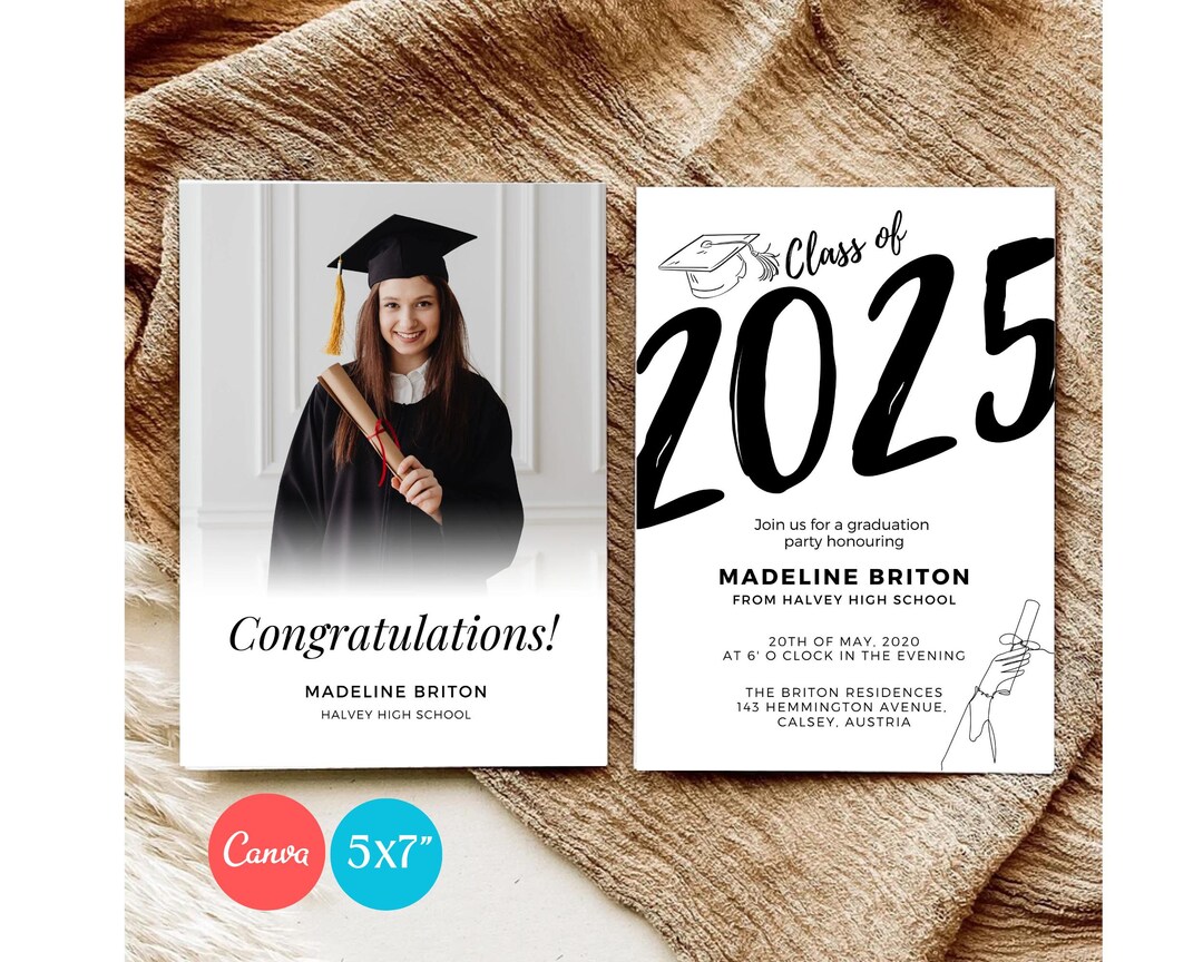 Graduation Announcement Canva Template, Senior Grad Party Invitation ...