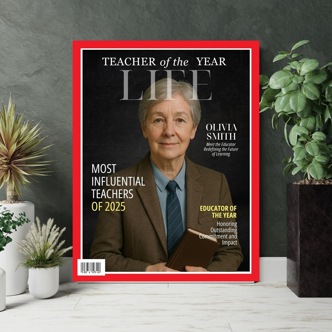 Personalized Teacher Magazine Cover, Teacher Gift, Birthday or Retirement Gift, Men and Women ...