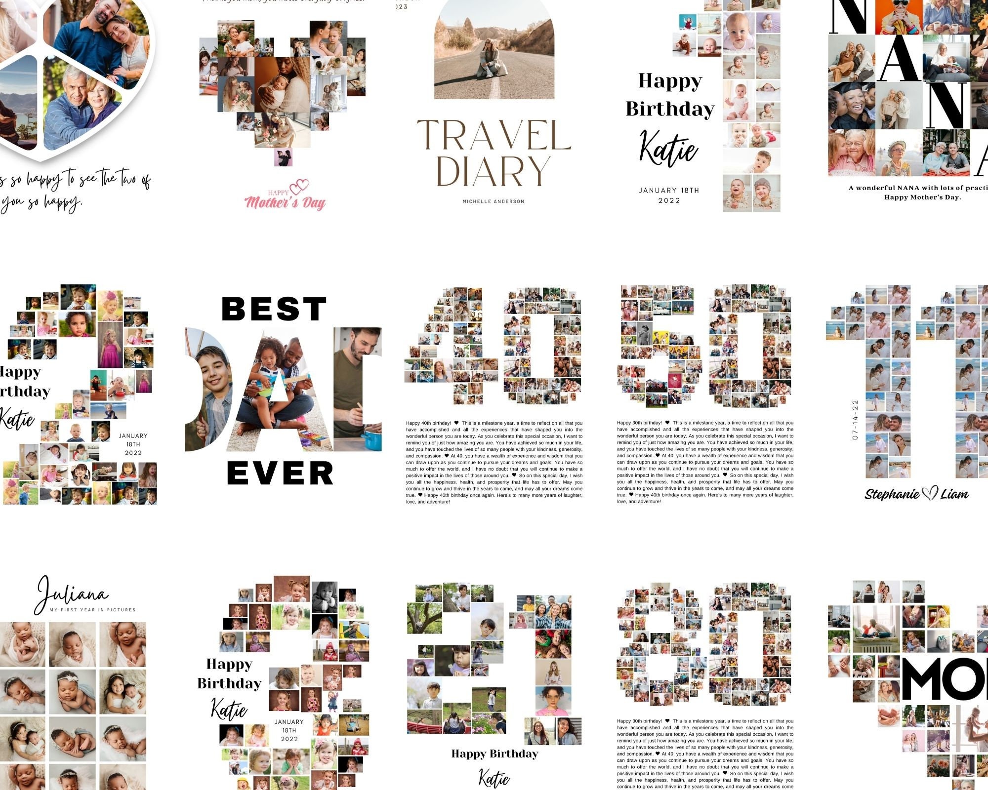 EDITABLE Personalized Photo Collage, 30 Years Perfect for Birthday and ...