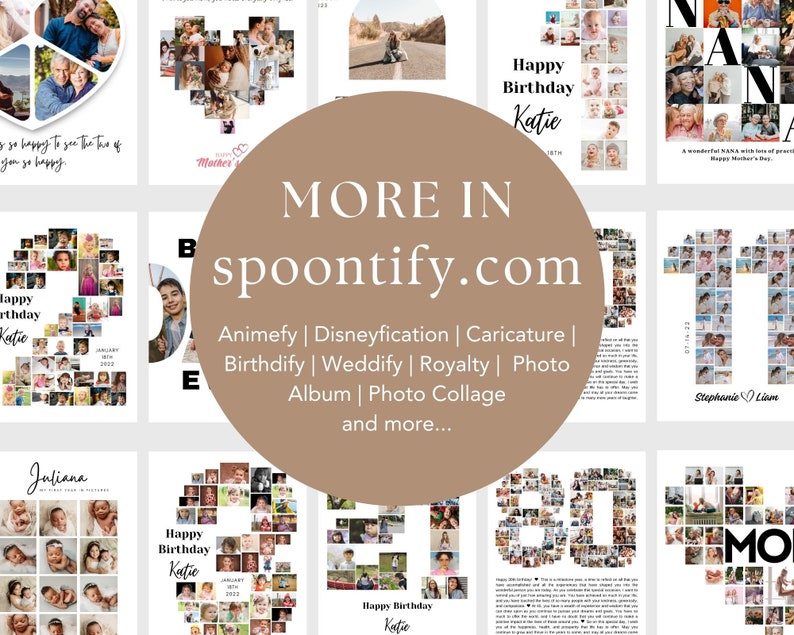 EDITABLE Personalized Photo Collage, 25 Years Perfect for Birthday and ...