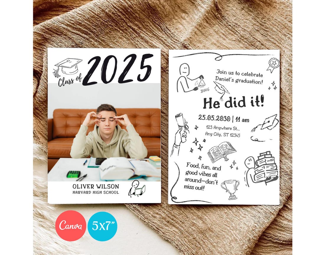 Graduation Announcement Canva Template, Senior Grad Party Invitation ...