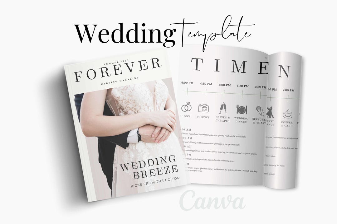 Wedding Program Book Template, Editable Wedding Magazine, Printable ...