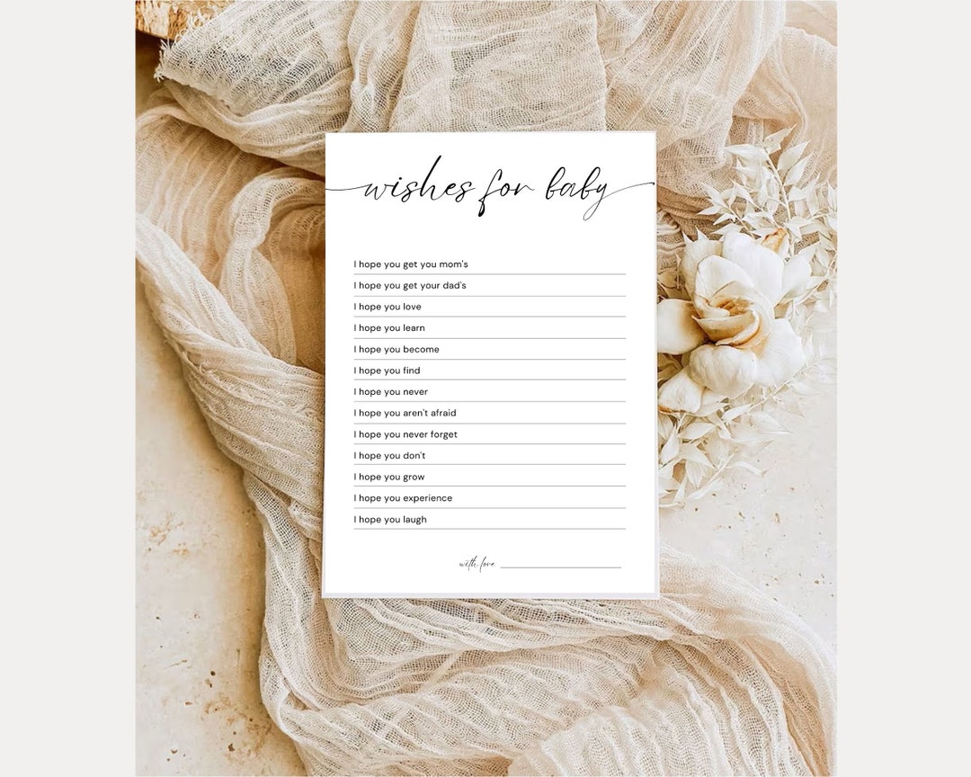 Wishes for Baby, Baby Shower Games, Printable, Editable Template,5x7 ...