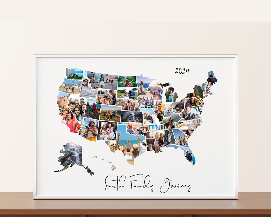 EDITABLE Personalized Iceland Map Photo Collage, Maps Portrait Perfect ...