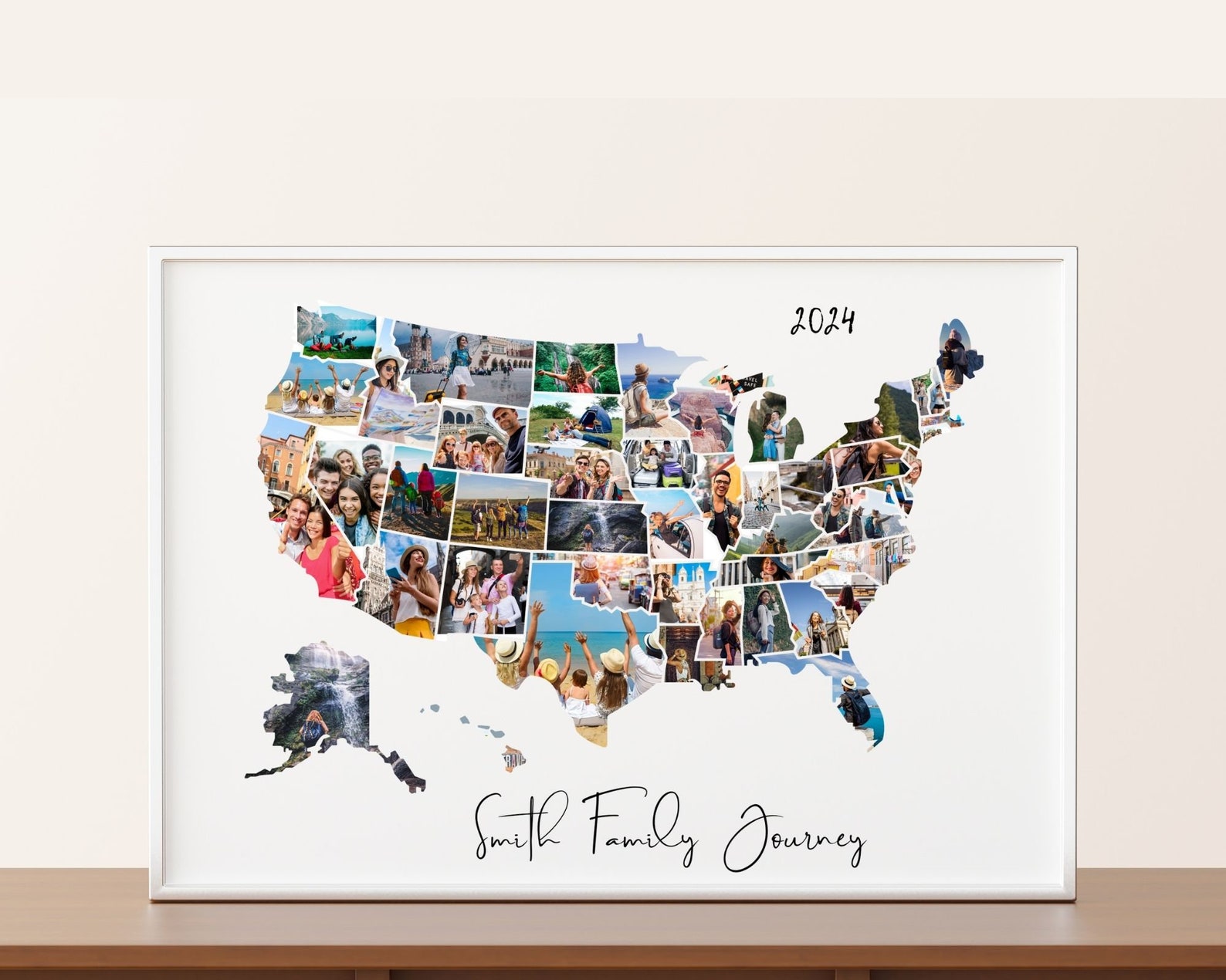 EDITABLE Personalized United States Map Photo Collage, USA Maps Perfect ...
