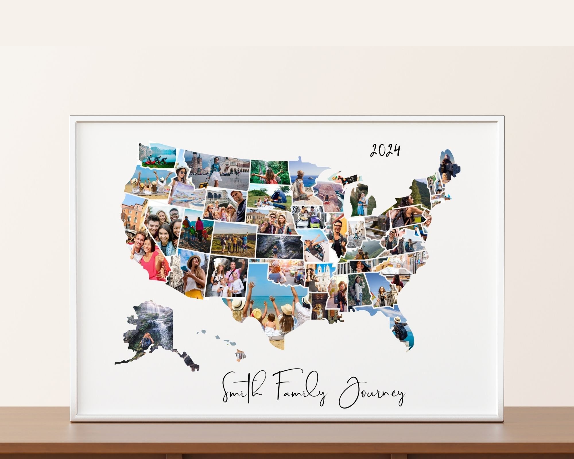 EDITABLE Personalized United States Map Photo Collage, USA Maps Perfect ...