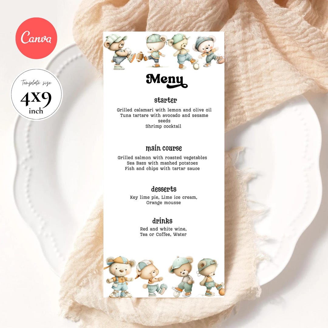Editable Food Menu Card Template for Birthday, Celebration Menu ...