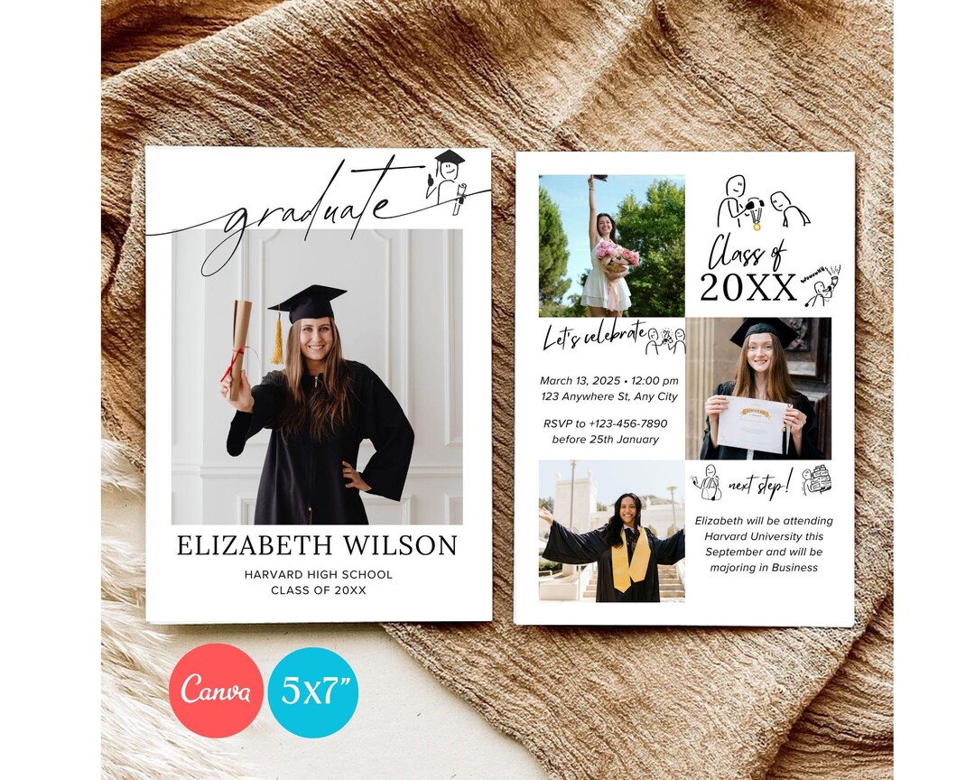 Graduation Announcement Canva Template, Senior Grad Party Invitation ...