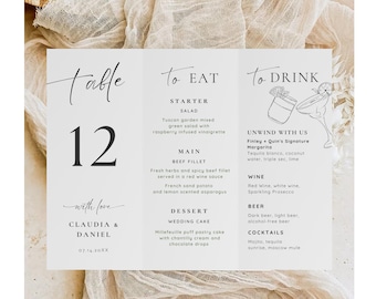 Minimalist Wedding Tri-fold Table Number, Tri-fold Table Menu, Triangle ...