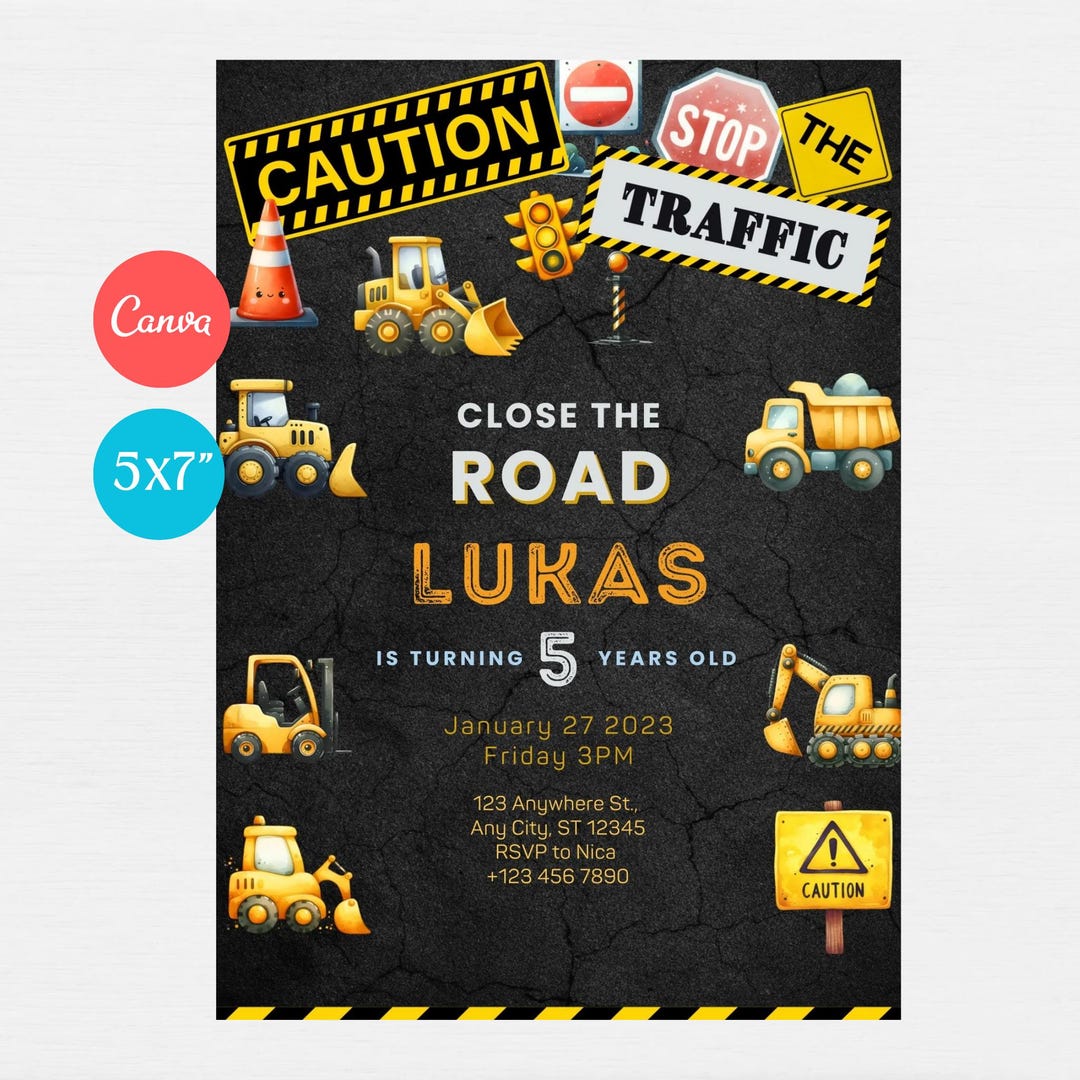 Construction Baby Shower Invitation, Gender Watercolor Invitations ...