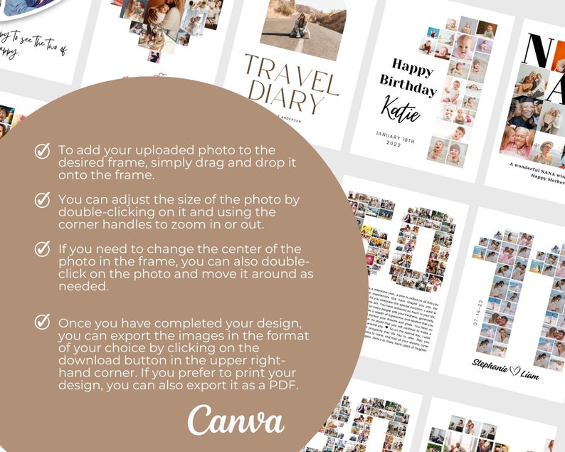 EDITABLE Personalized United States Map Photo Collage, USA Maps Perfect ...