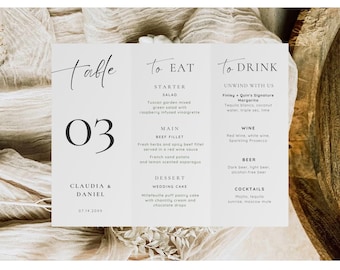 Minimalist Wedding Tri-fold Table Number, Tri-fold Table Menu, Triangle ...
