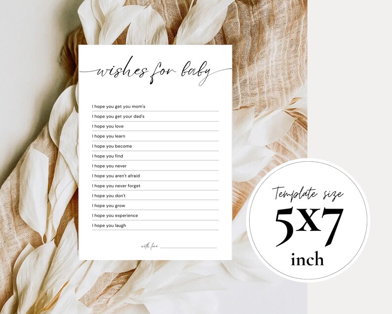 Wishes for Baby, Baby Shower Games, Printable, Editable Template,5x7 ...