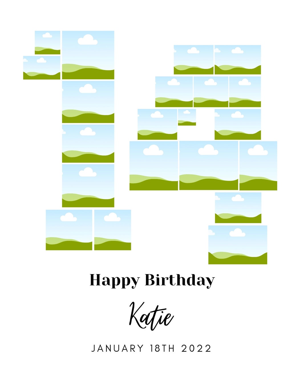 EDITABLE Personalized Photo Collage, 14 Years Perfect for Birthday and ...