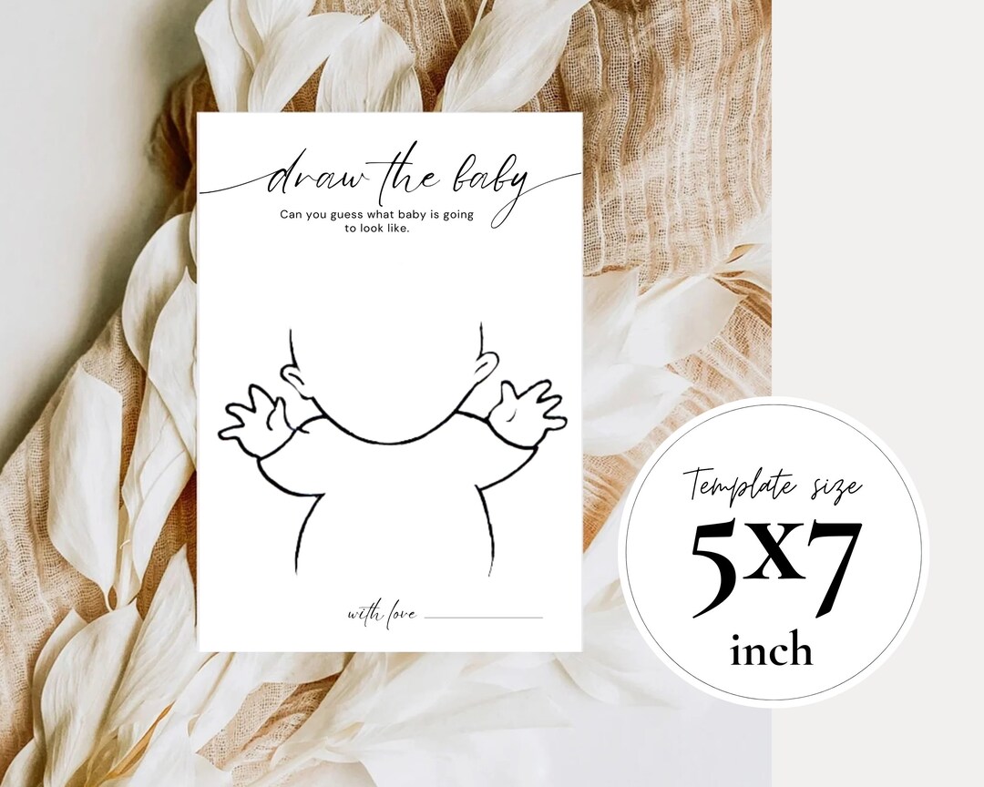 Draw the Baby, Baby Shower Games, Printable, Editable Template, Canva ...
