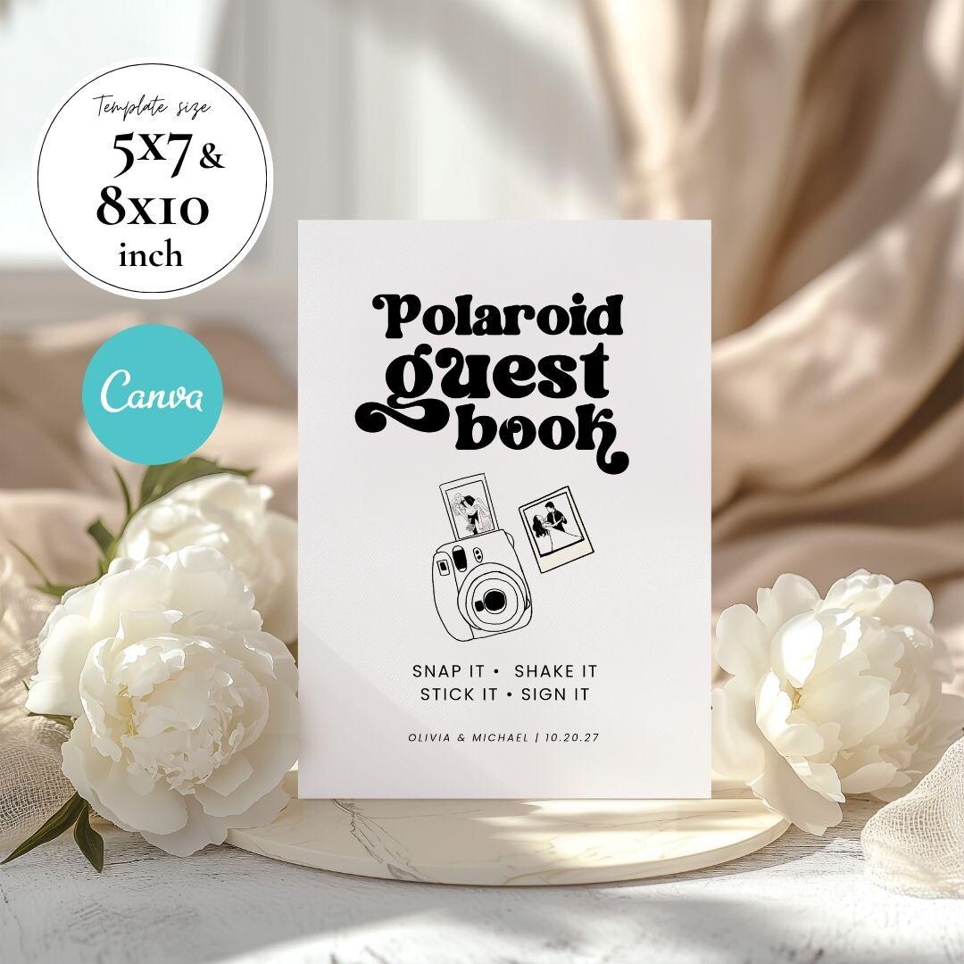 Wedding Polaroid Guest Book Sign, Drawn Minimalist Photobooth Sign ...