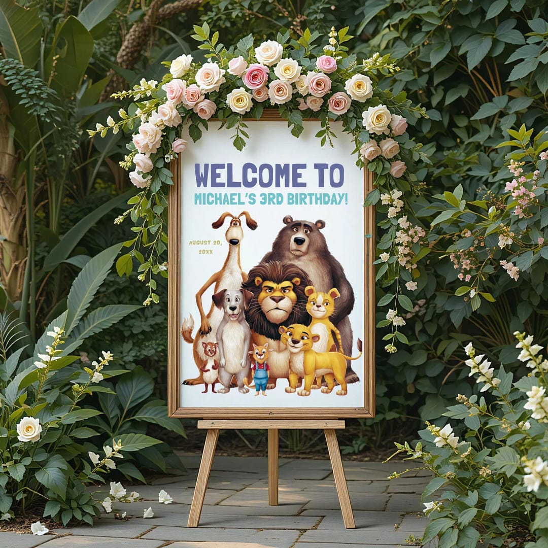 Editable Woodland Animals Welcome Sign, Woodland Birthday Welcome Sign ...
