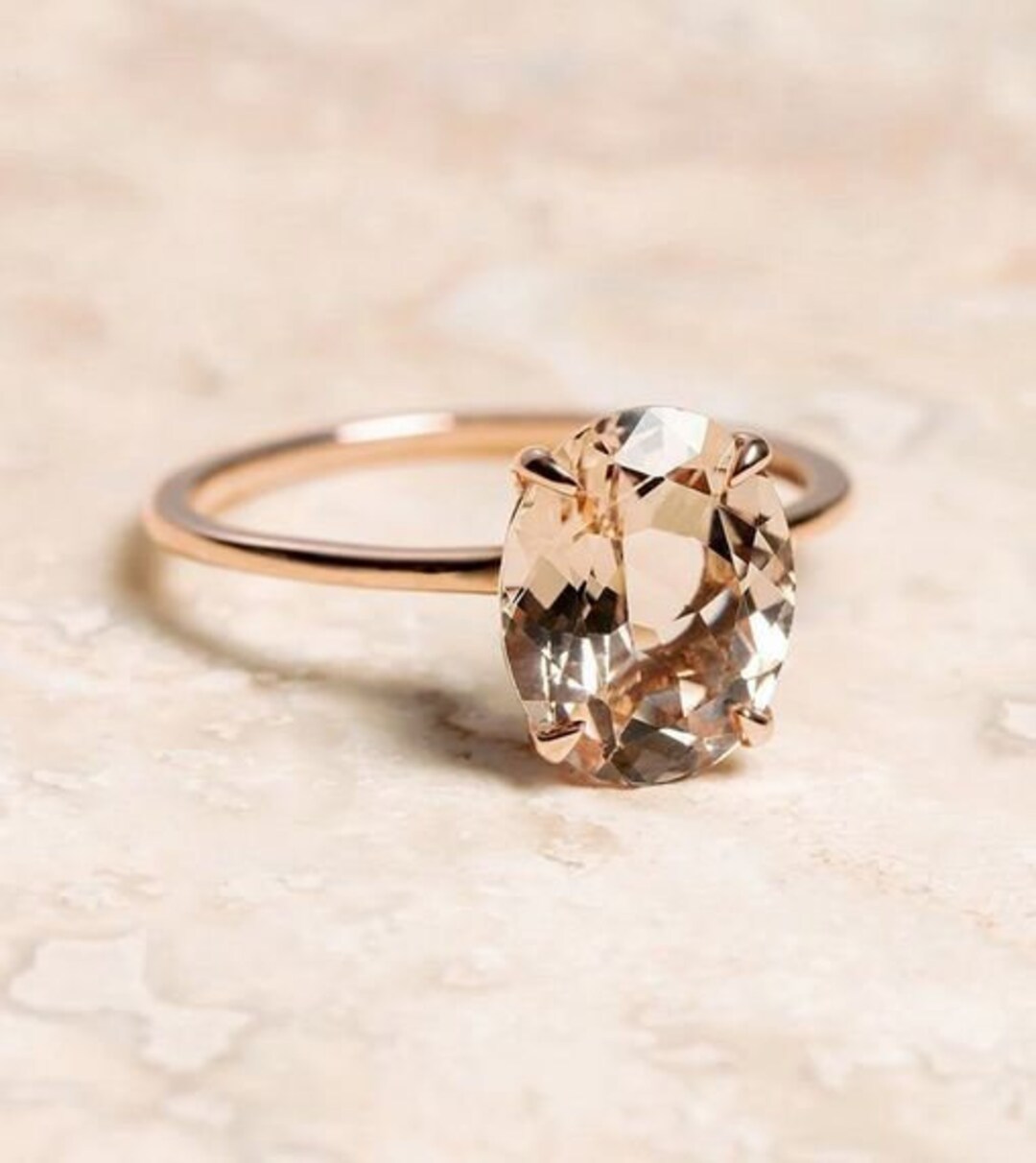 2.5 Carat Peach Color Morganite Engagement Ring Bridal Ring Gift for ...