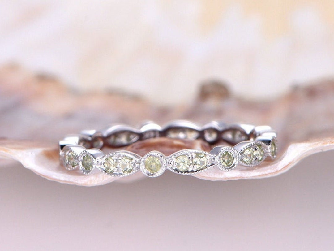 Natural Peridot Wedding Full Eternity Band Ring, Peridot Band, August ...