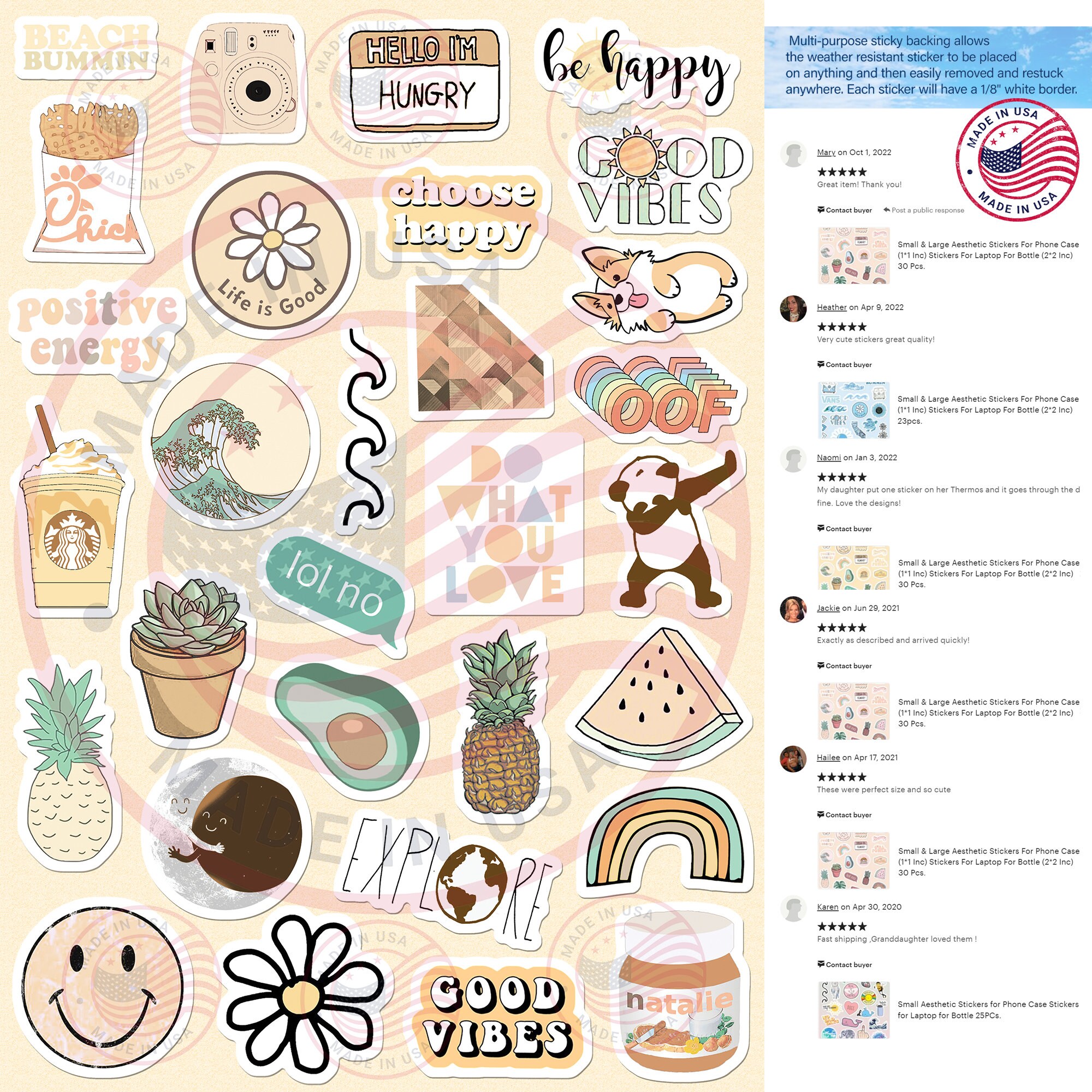 5 Set Small & Large Aesthetic Stickers for Phone Case 11 - Etsy