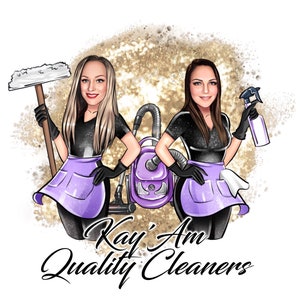 Cleaning Logo, House Chores Logo, Portrait of Two Cleaning Women, Maid ...