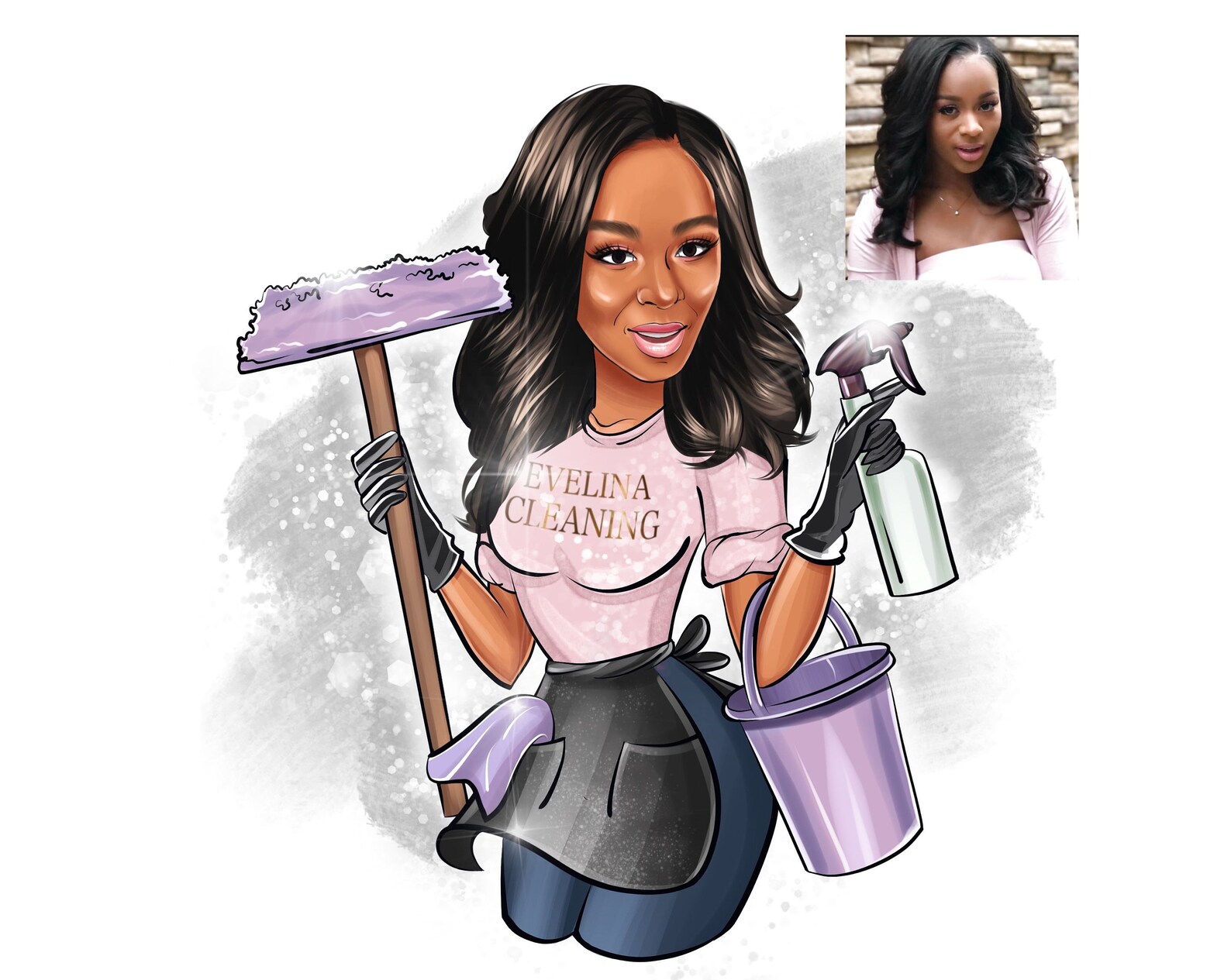 Cleaning Logo, House Chores Logo, Portrait of Two Cleaning Women, Maid ...