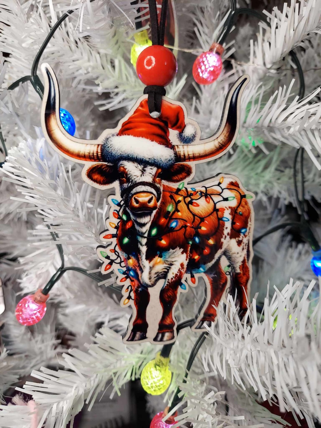 Longhorn Ornament | Santa Cow | Country Christmas | Cow Lover Gift ...