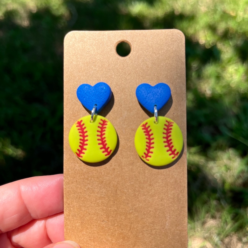 Softball Polymer Earrings - Etsy