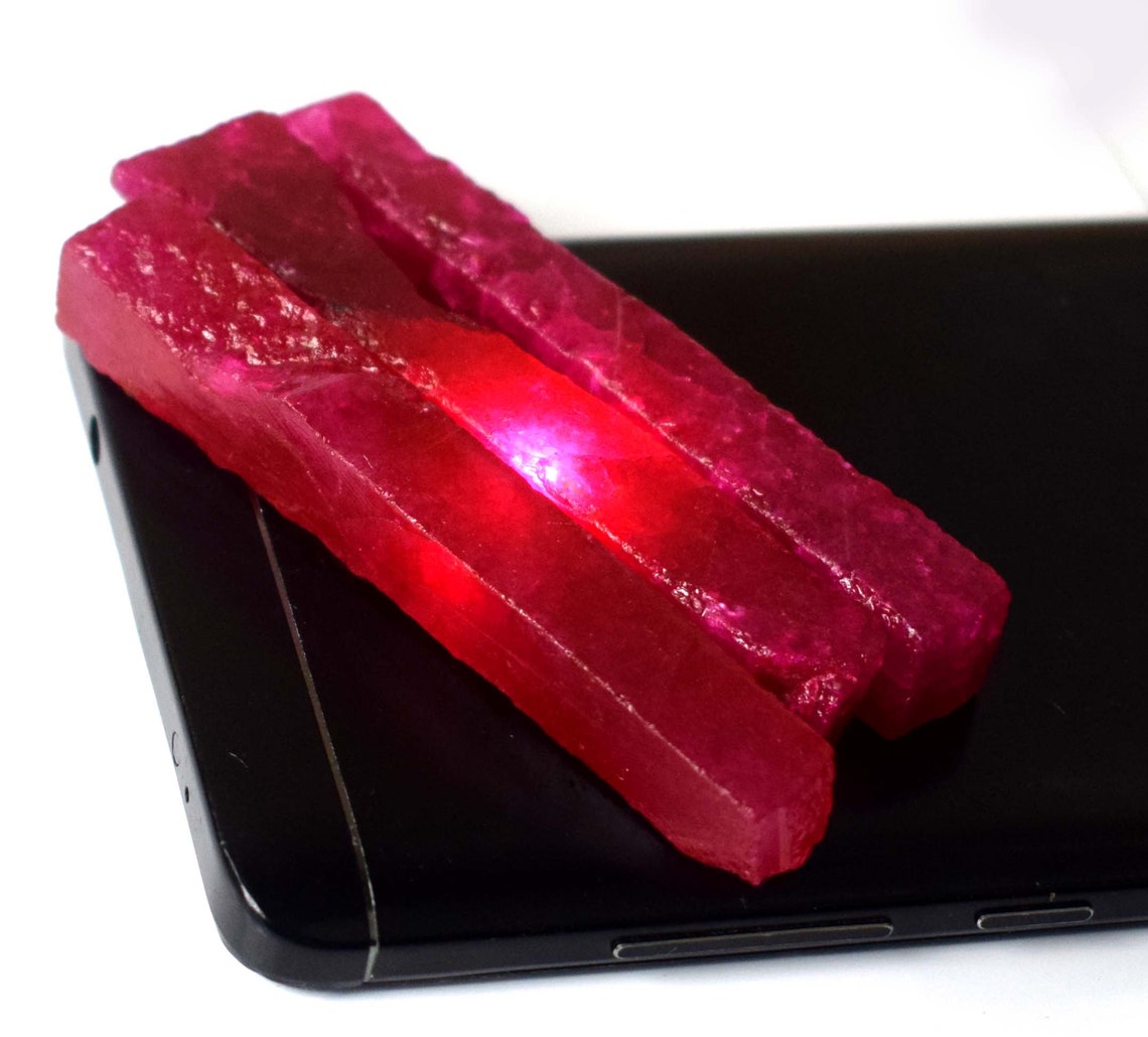 3 Pcs Blood Red Ruby 180 Ct Natural Gemstone Slice Rough | Etsy