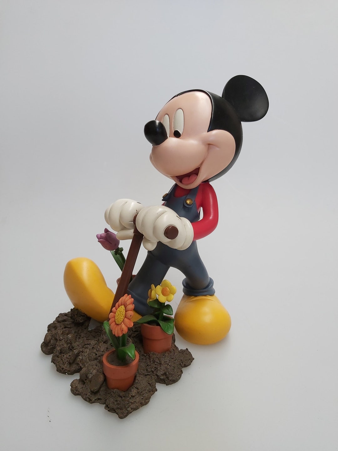 Walt Disney Mickey Mouse Statue Digging Gardening Planting Flowers VERY ...