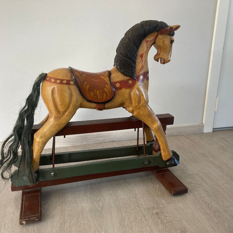 Antique Wooden Rocking Horse - Etsy
