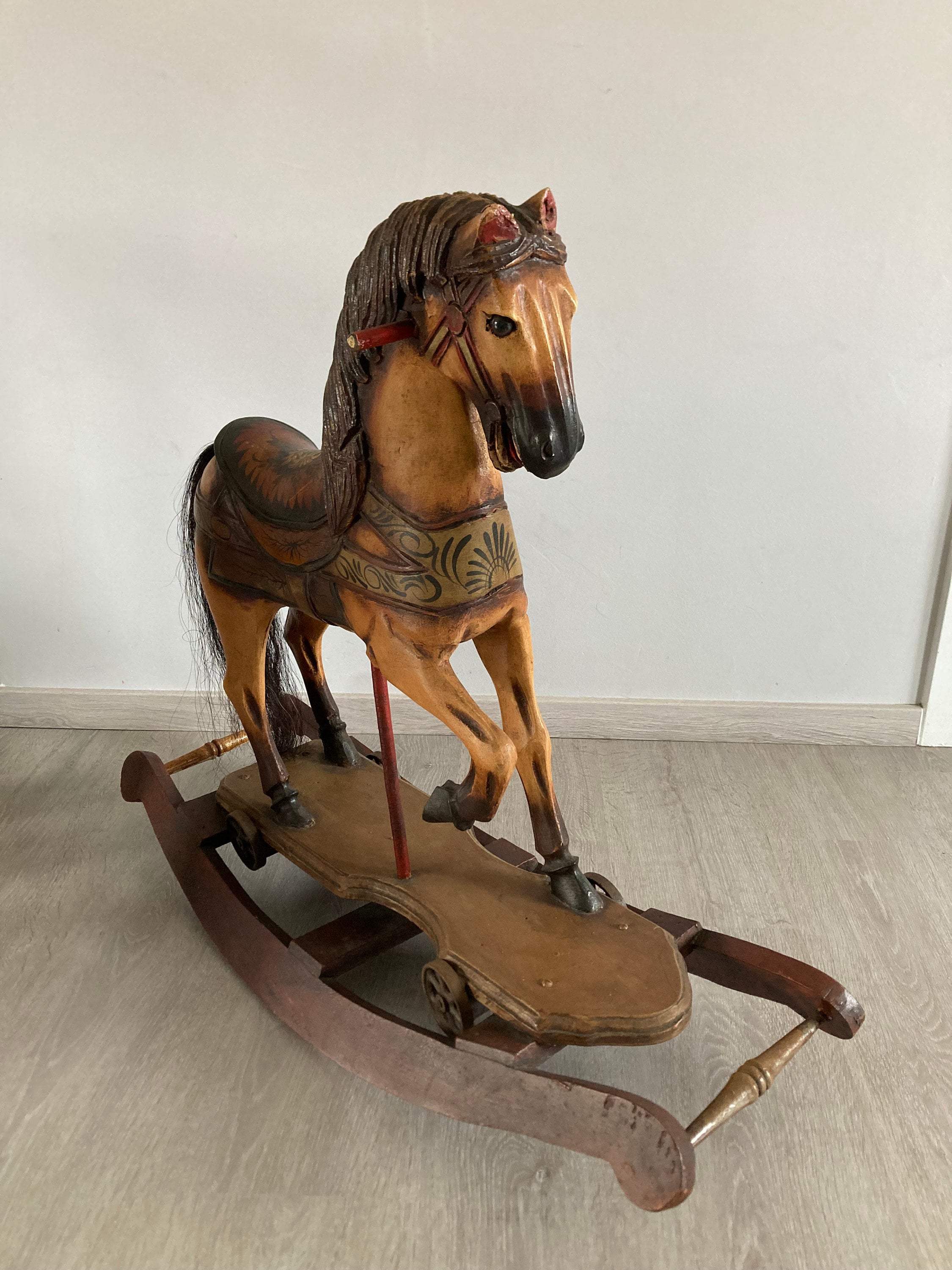 Antique Wooden Rocking Horse MINT Condition! - Etsy