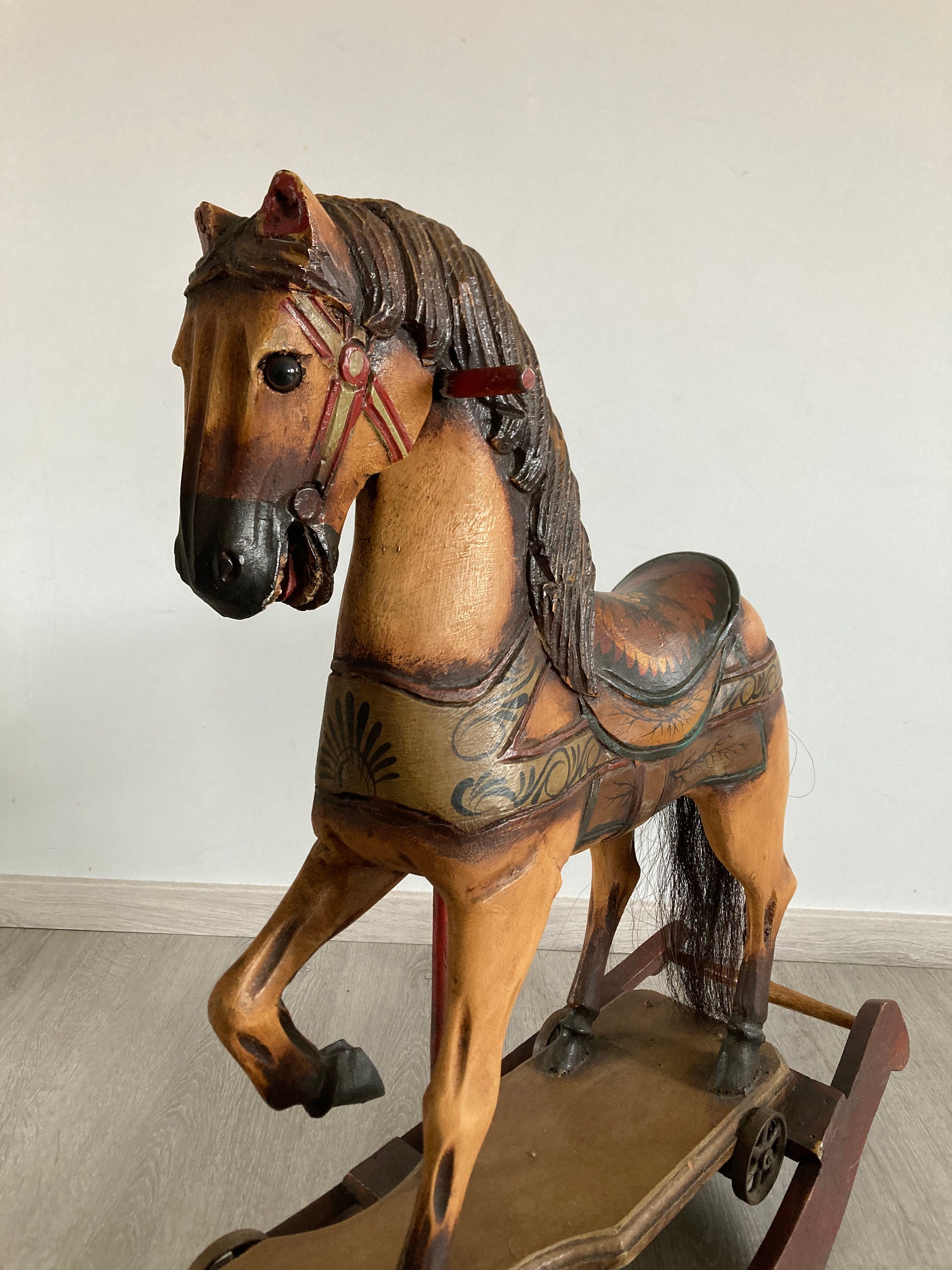Antique Wooden Rocking Horse MINT Condition! - Etsy