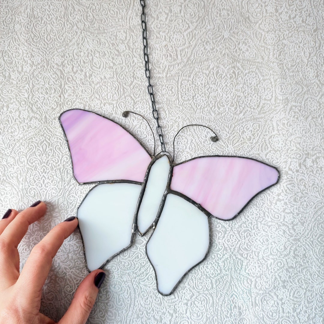 Butterfly Suncatcher / Stained Glass Window Hangings Vintage / Glass ...