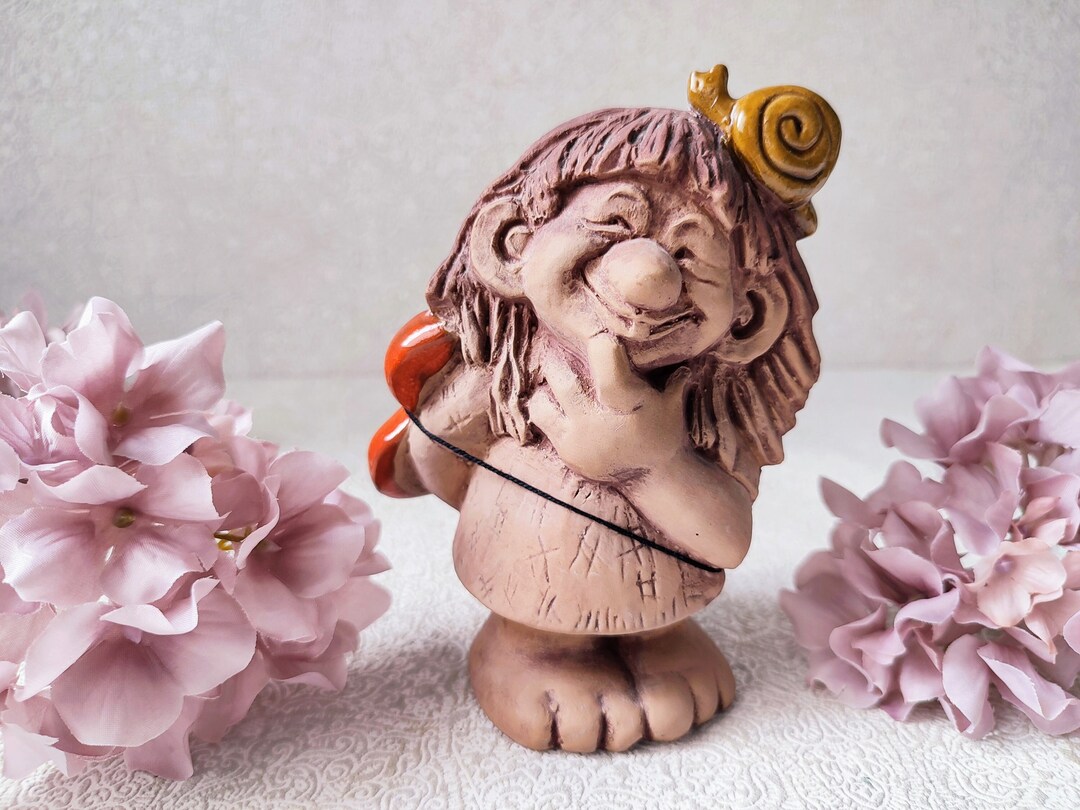 Collectible Swedish Pottery Troll Girl Figurine / Vintage Scandinavian ...