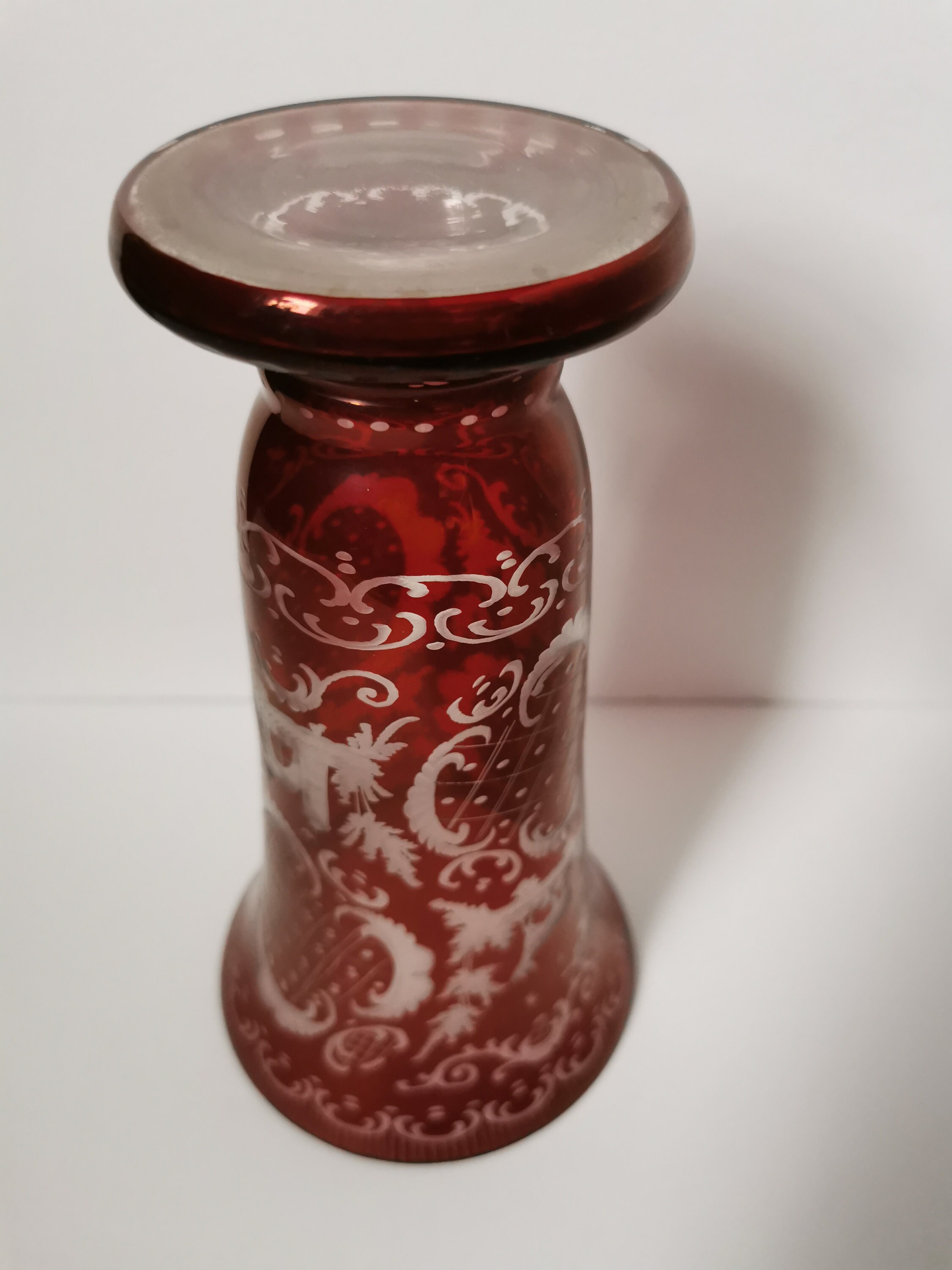 Rare Early Etched Cranberry Glass Vase - Etsy