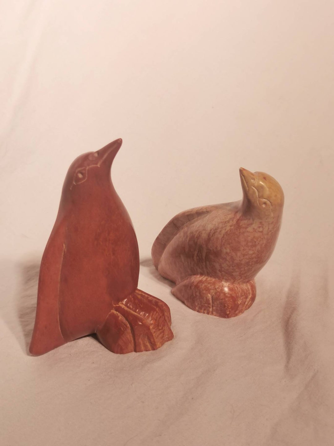 Pair of Hand Carved Stone Birds - Etsy