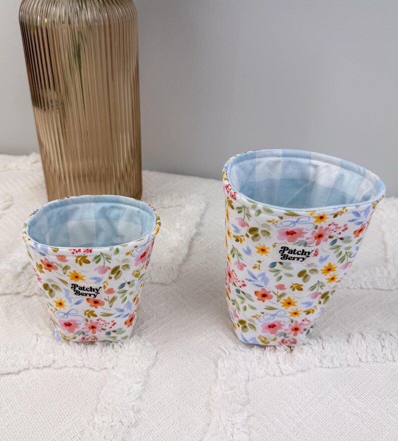 Wildflower Coffee Cup Cozy | Floral Fabric Drink Sleeve | Reusable Cup ...