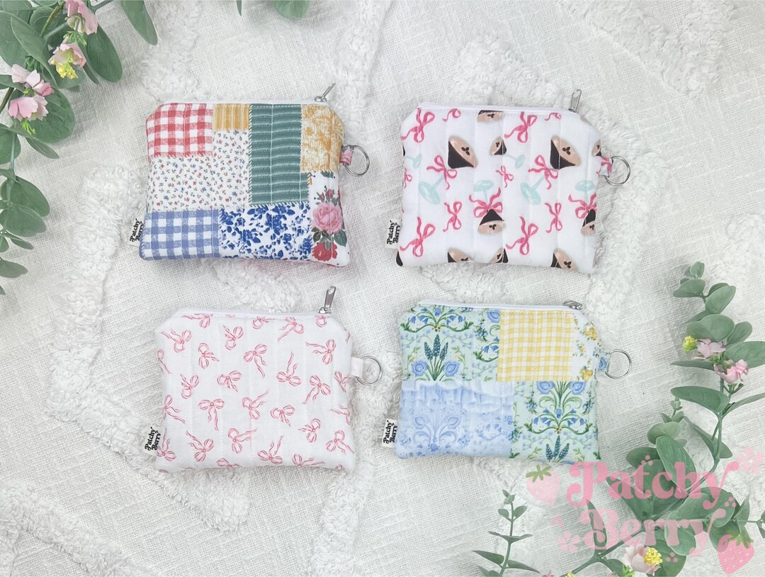 Handmade Quilted Mini Keychain Wallet | Cotton Zipper Pouch - Etsy