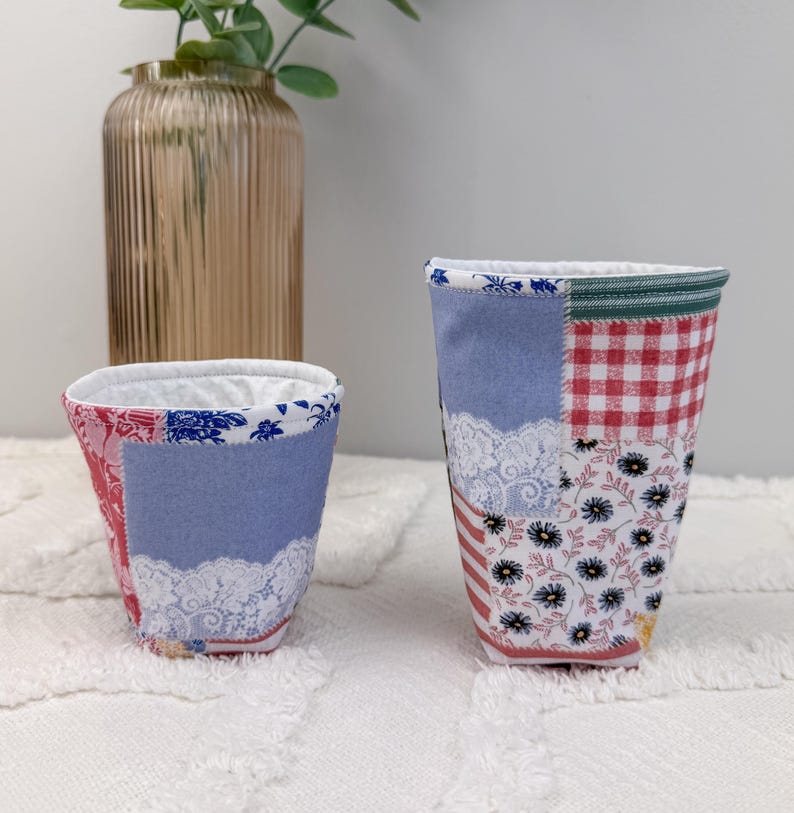 Patchwork Picnic Cup Cozy | Quilted Coffee Holder | Cottagecore Mug ...