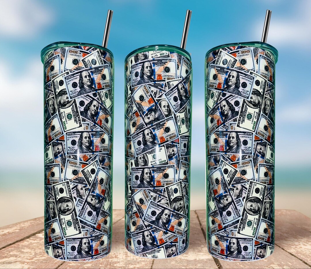 Hundred Dollar Bill Money, 20oz Straight Skinny Tumbler, Personalized ...