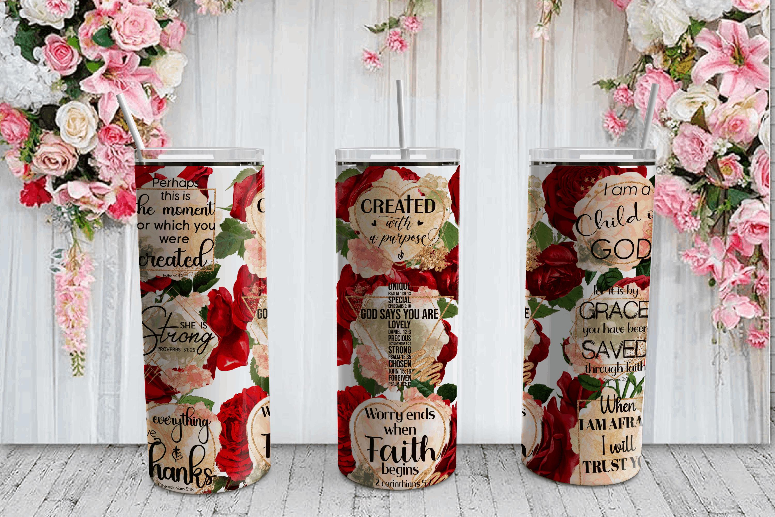 Red Rose Bible Verse, 20oz Skinny Straight Tumbler, PNG Wrap - Etsy