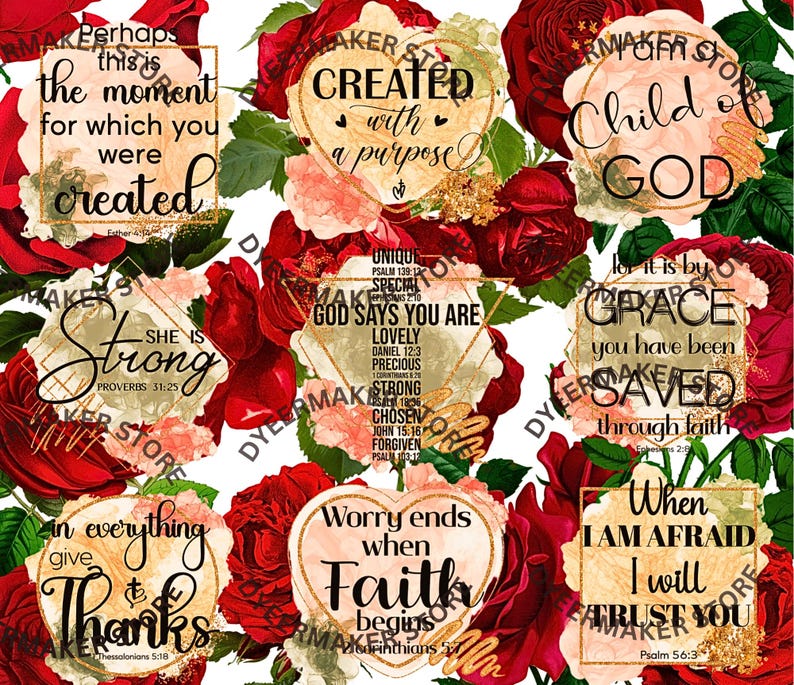Red Rose Bible Verse, 20oz Skinny Straight Tumbler, PNG Wrap - Etsy