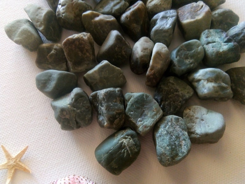 Green Olive Raw Quartz Beach Pebbles | Etsy