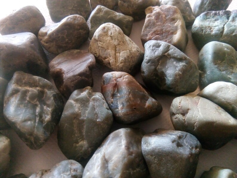 Green Olive Raw Quartz Beach Pebbles | Etsy