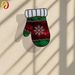 PDACE586 Christmas Mitten Stained Glass Pattern Template for Holiday ...