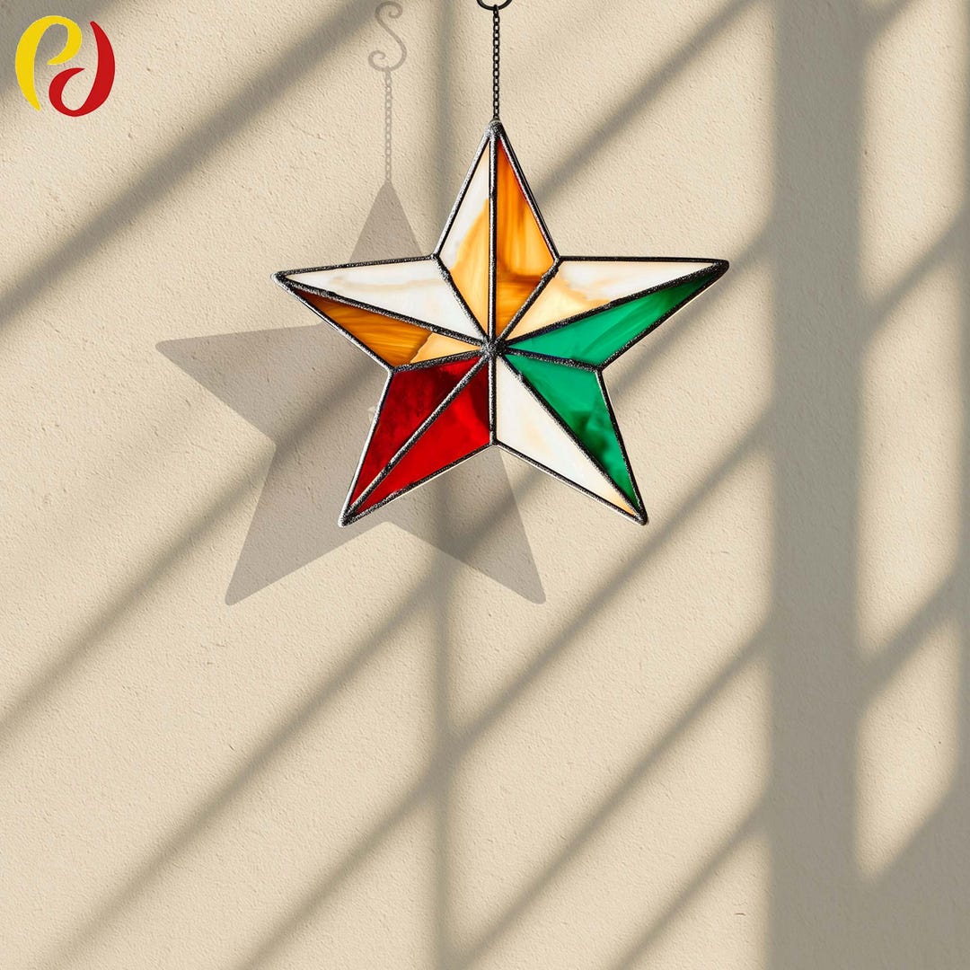 PD 351 Christmas Star Stained Glass Digital PDF Template, Wire Frame ...
