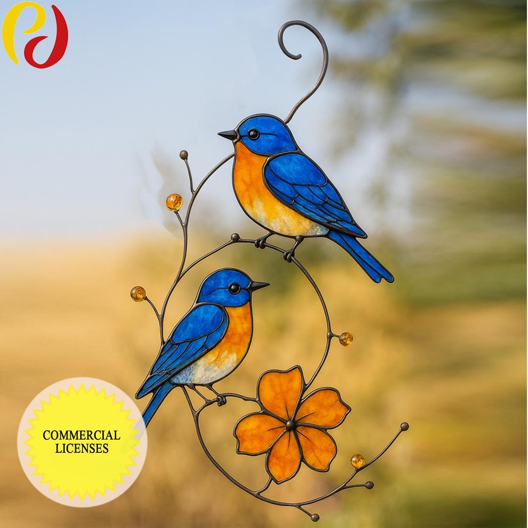 PDACE11 Commercial Stained Glass Bird Pattern – Bluebird Stained Glass ...