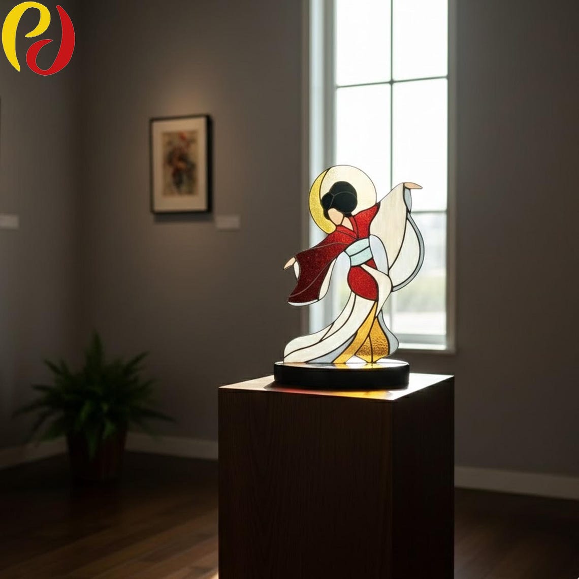 PDACE868 Geisha Stained Glass Pattern, Japanese Dancer Window ...