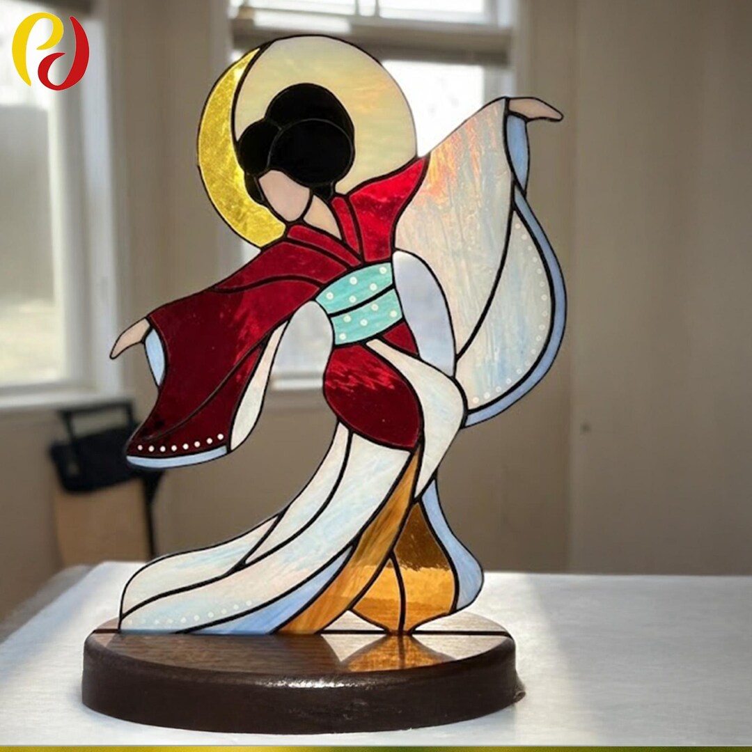 PDACE868 Geisha Stained Glass Pattern, Japanese Dancer Window ...